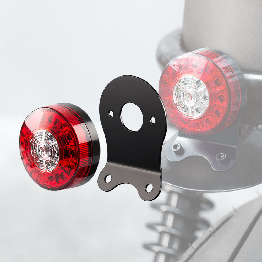 LED round tail light with black mounting bracket