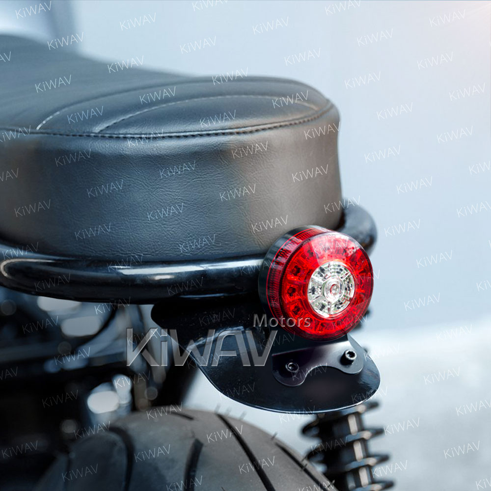 LED round tail light with black mounting bracket