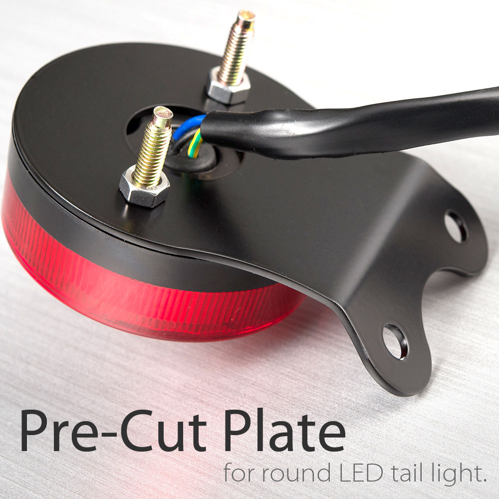 LED round tail light with black mounting bracket