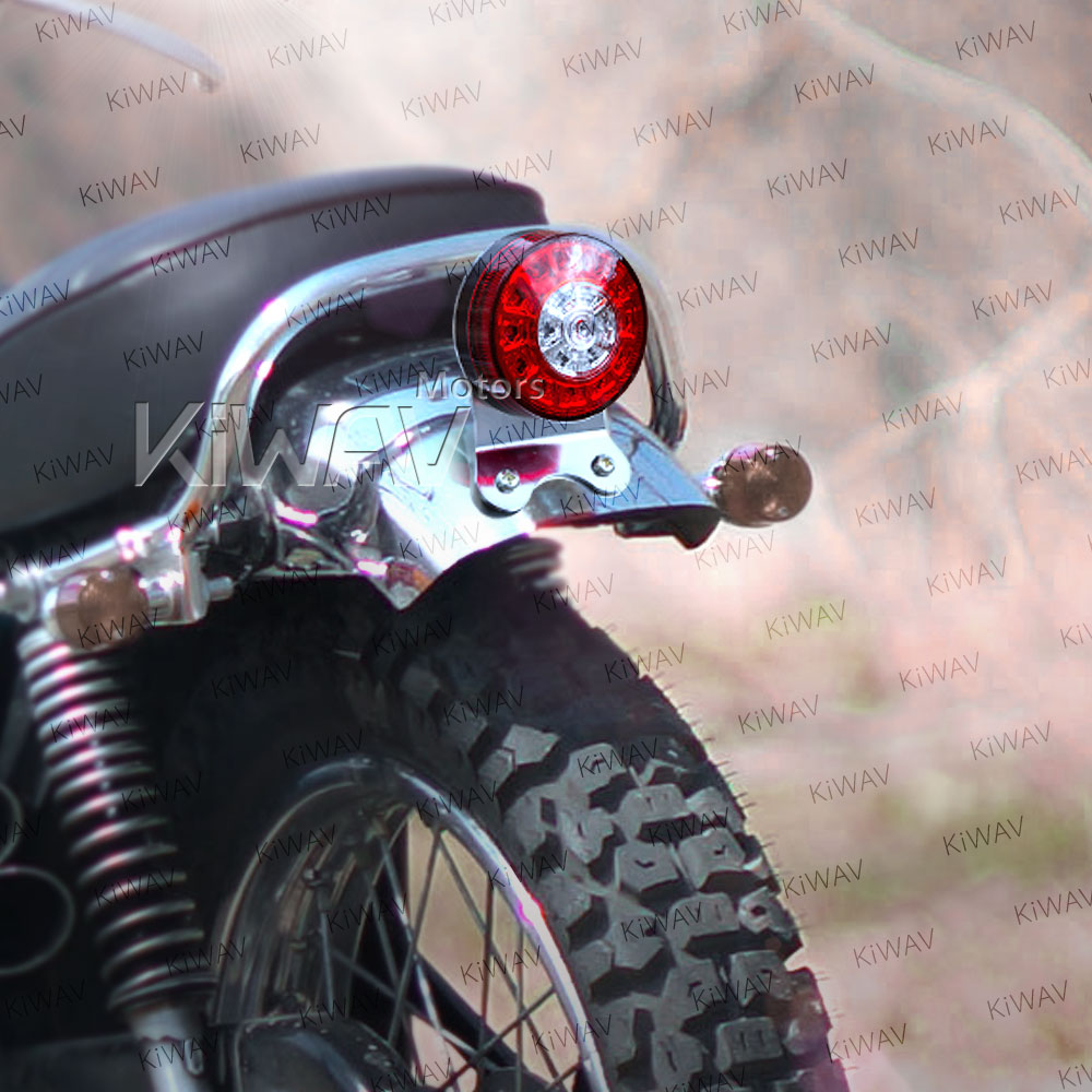 LED round tail light with silver mounting bracket