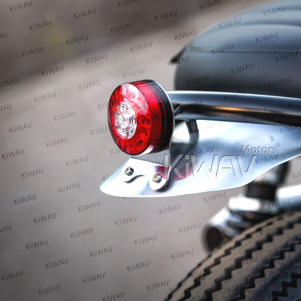 LED round tail light with silver mounting bracket