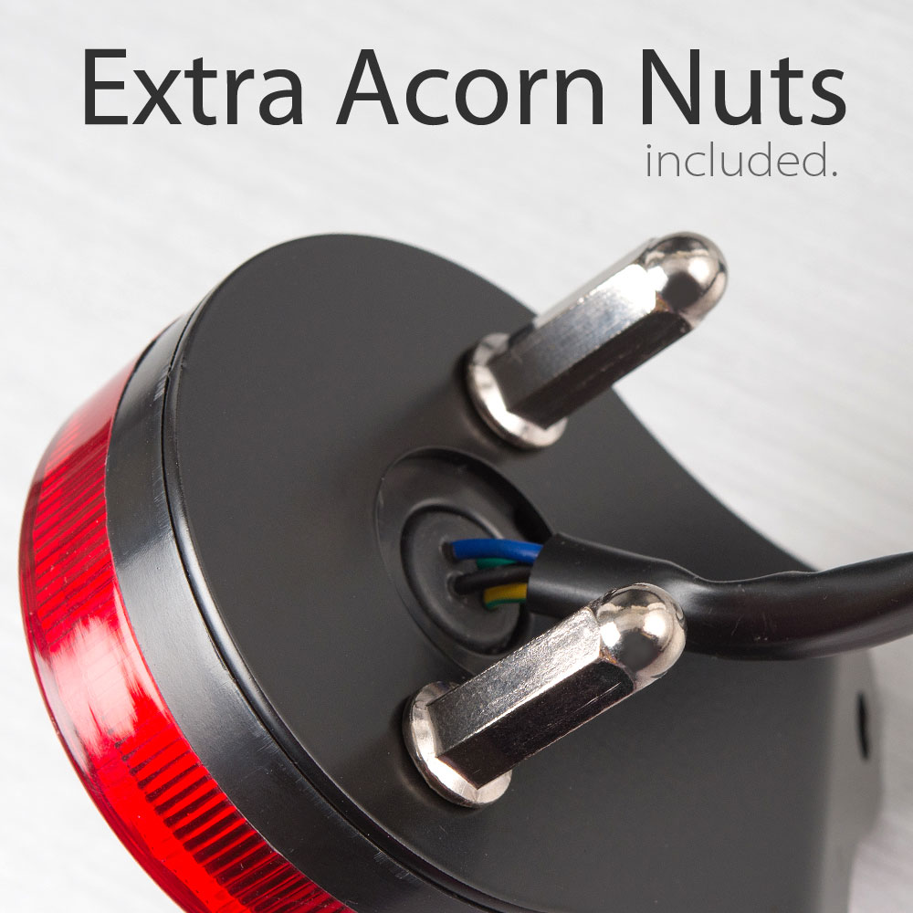 LED round tail light with black mounting bracket & caps